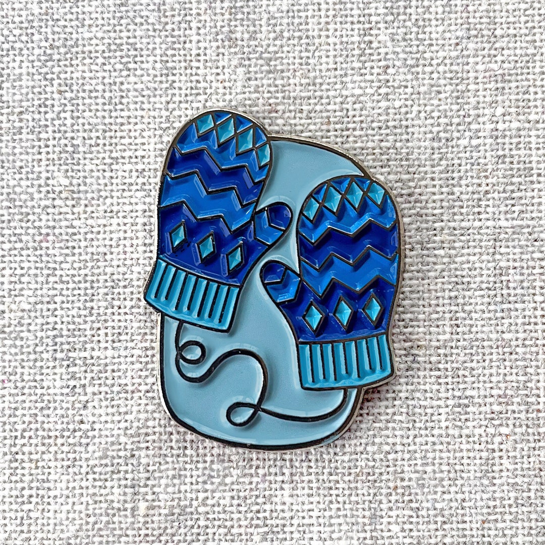 Blue Mitten Enamel Pin: Winter Stocking Stuffer - Etsy