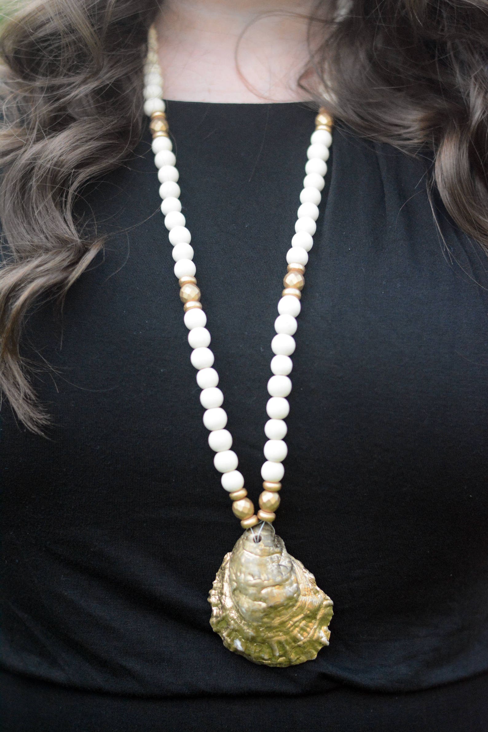 Gold Oyster Shell Necklace - Etsy