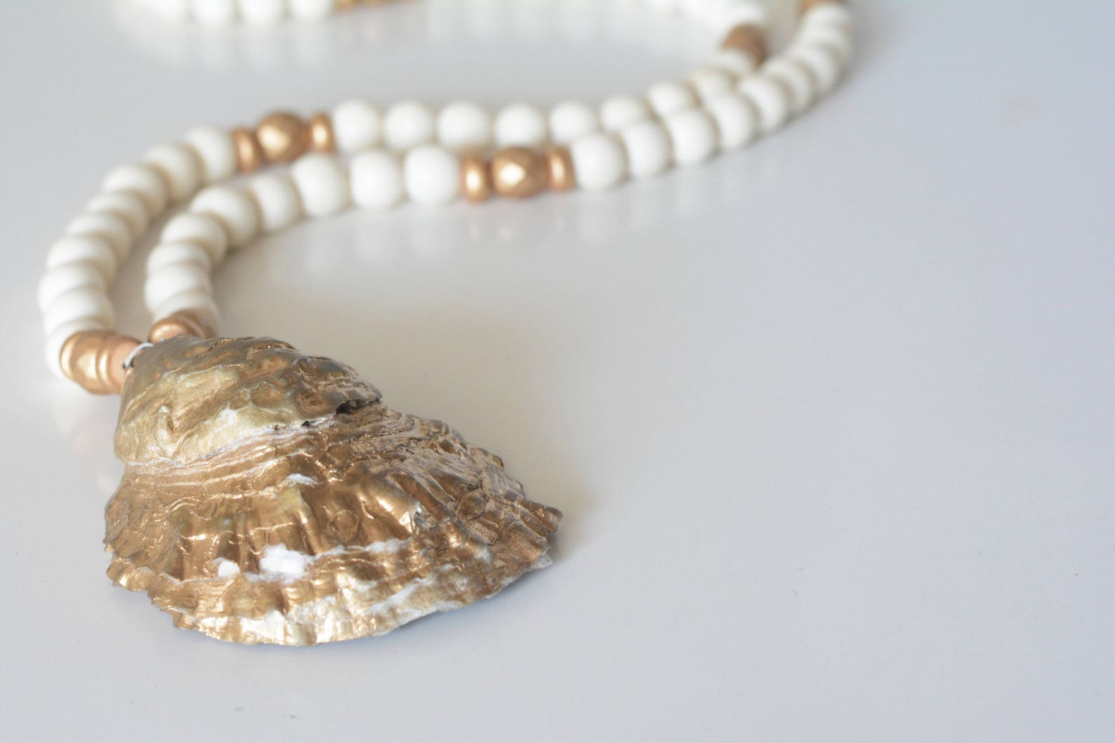 Gold Oyster Shell Necklace - Etsy