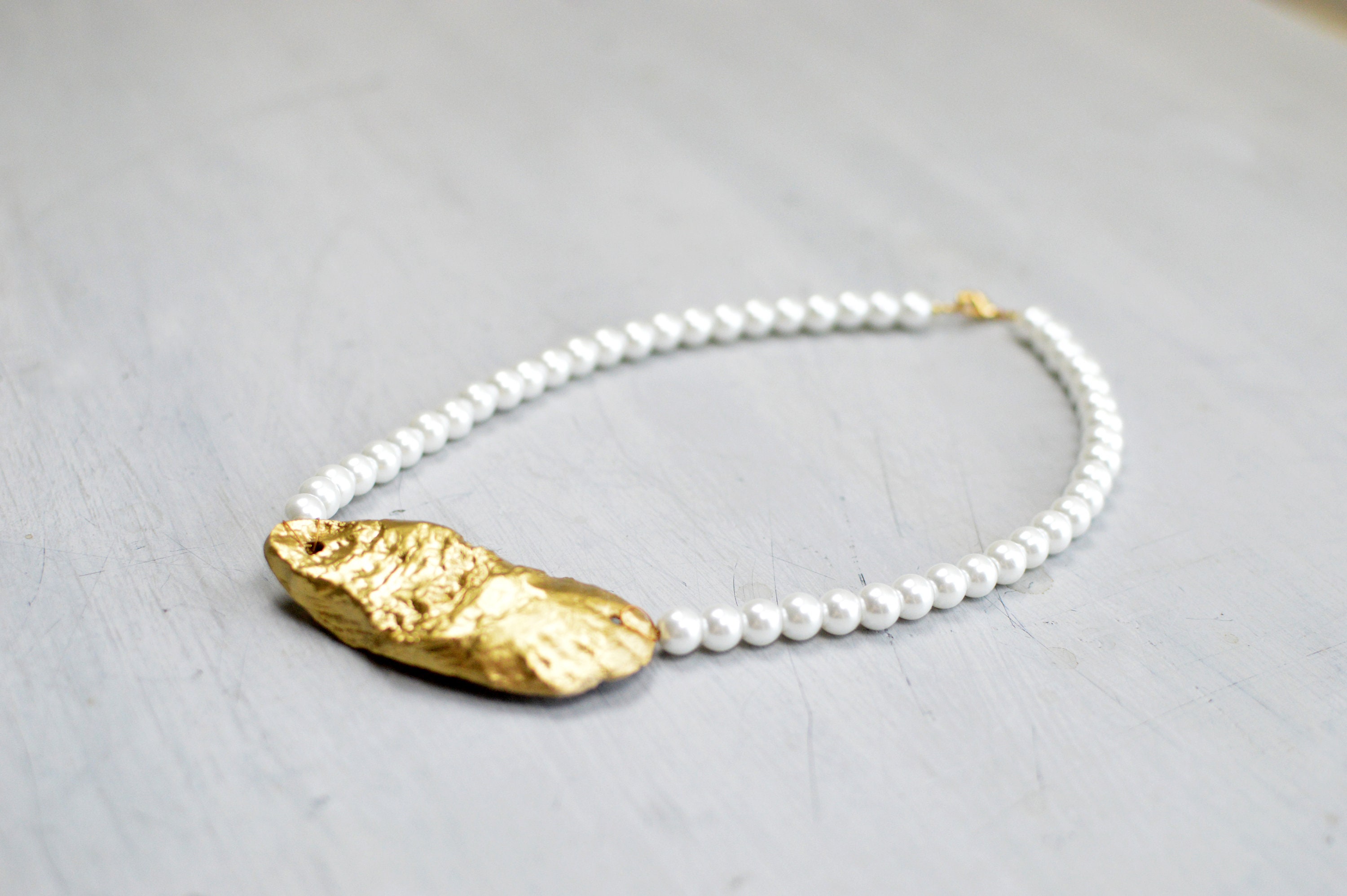 Little Girl's Pearl and Gold Oyster Shell Necklace, Children's Beach ...