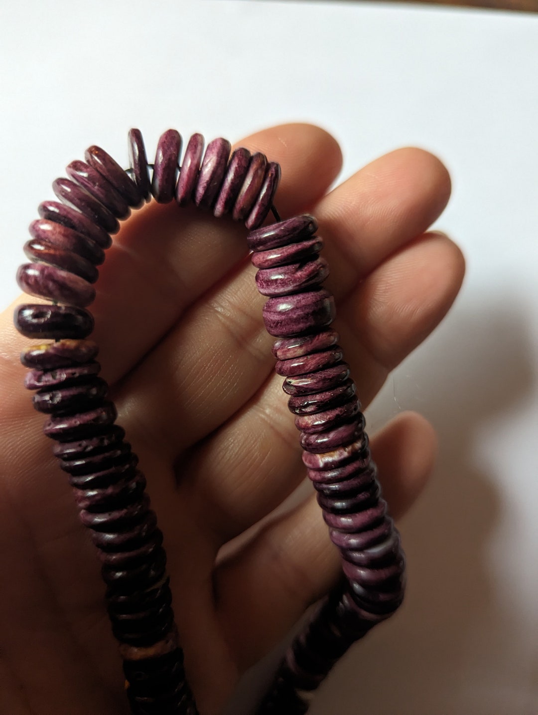 Purple Spiny Oyster Rondelle Bead Necklace - Etsy