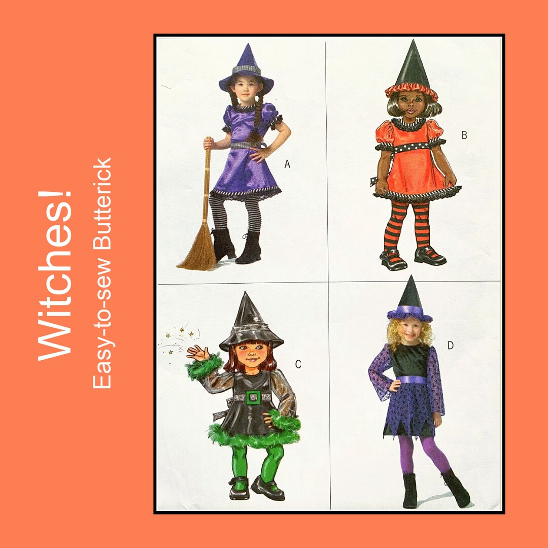 Witch Costume Sewing Pattern, Dress and Witches Hat, Halloween Costume ...