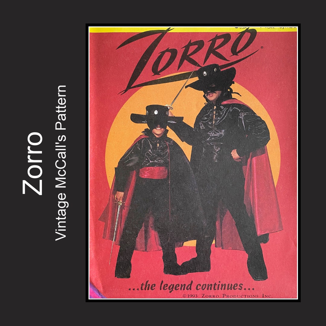 Zorro Costume Sewing Patterns, Adult & Child Sizes, Shirt, Pants, Mask ...