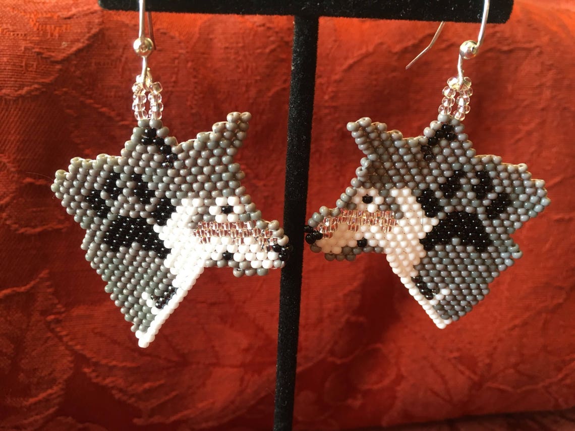 Cute Husky Earrings Wolf Dog Wolves Seed Bead Jewelry - Etsy