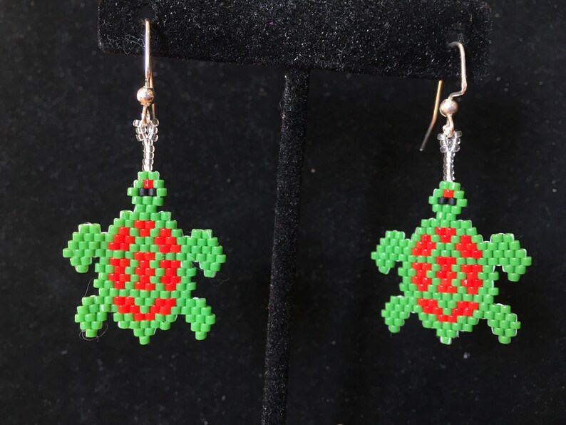Turtles Handmade Beaded Turtle Earrings Seed Bead Jewelry - Etsy