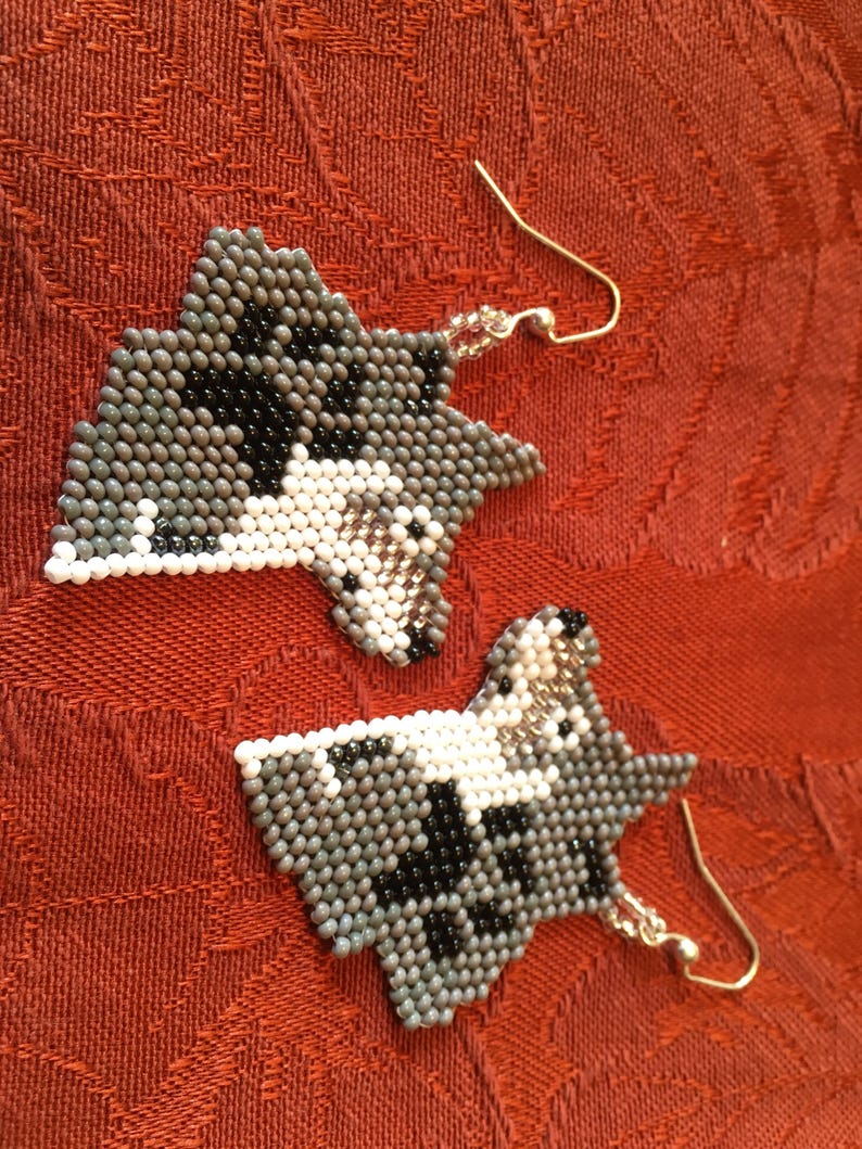 Cute Husky Earrings Wolf Dog Wolves Seed Bead Jewelry - Etsy