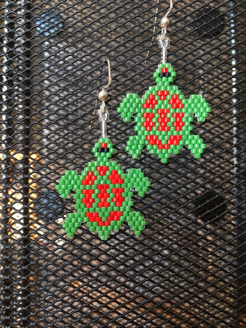 Turtles Handmade Beaded Turtle Earrings Seed Bead Jewelry - Etsy