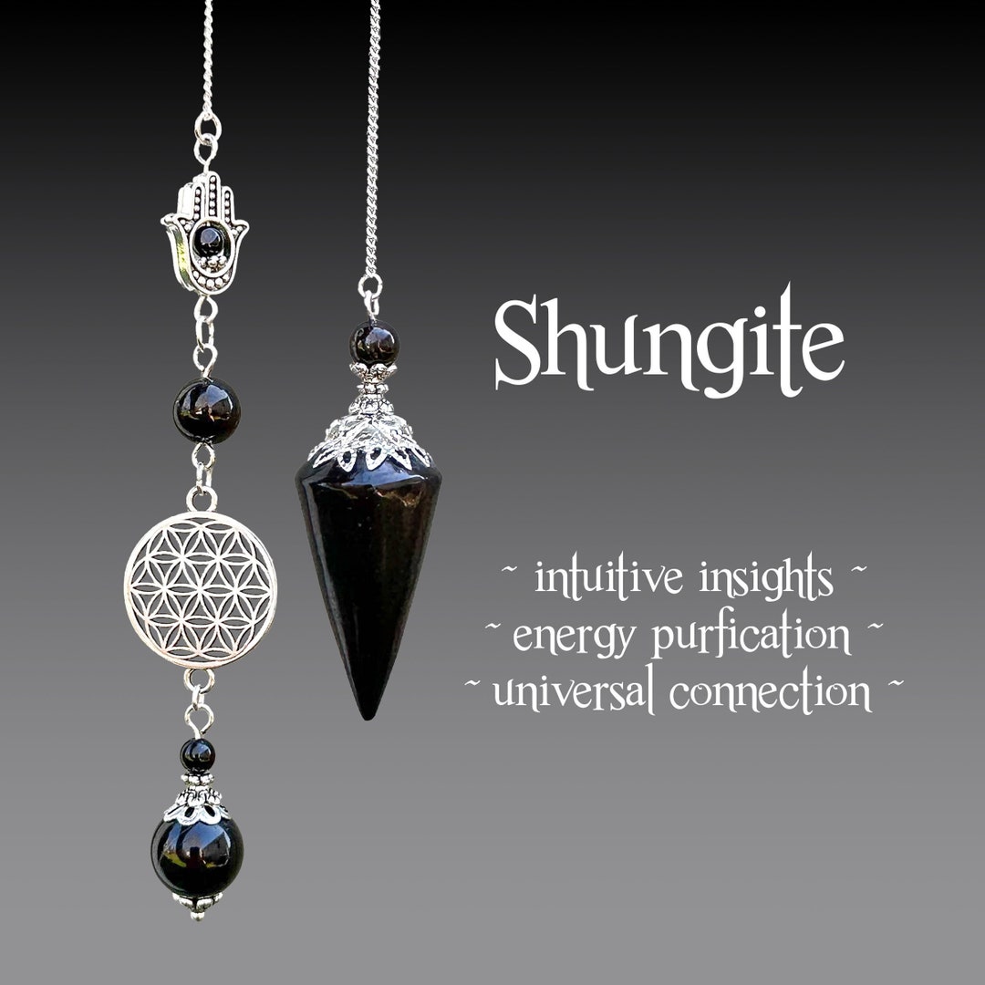 Shungite Pendulum, Divining Stone of Life ,with a Flower of Life ...