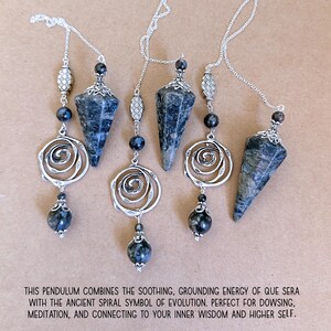 Que Sera Pendulum, Unique Pendulum, Empowering Llanite, Spiral Pendant ...