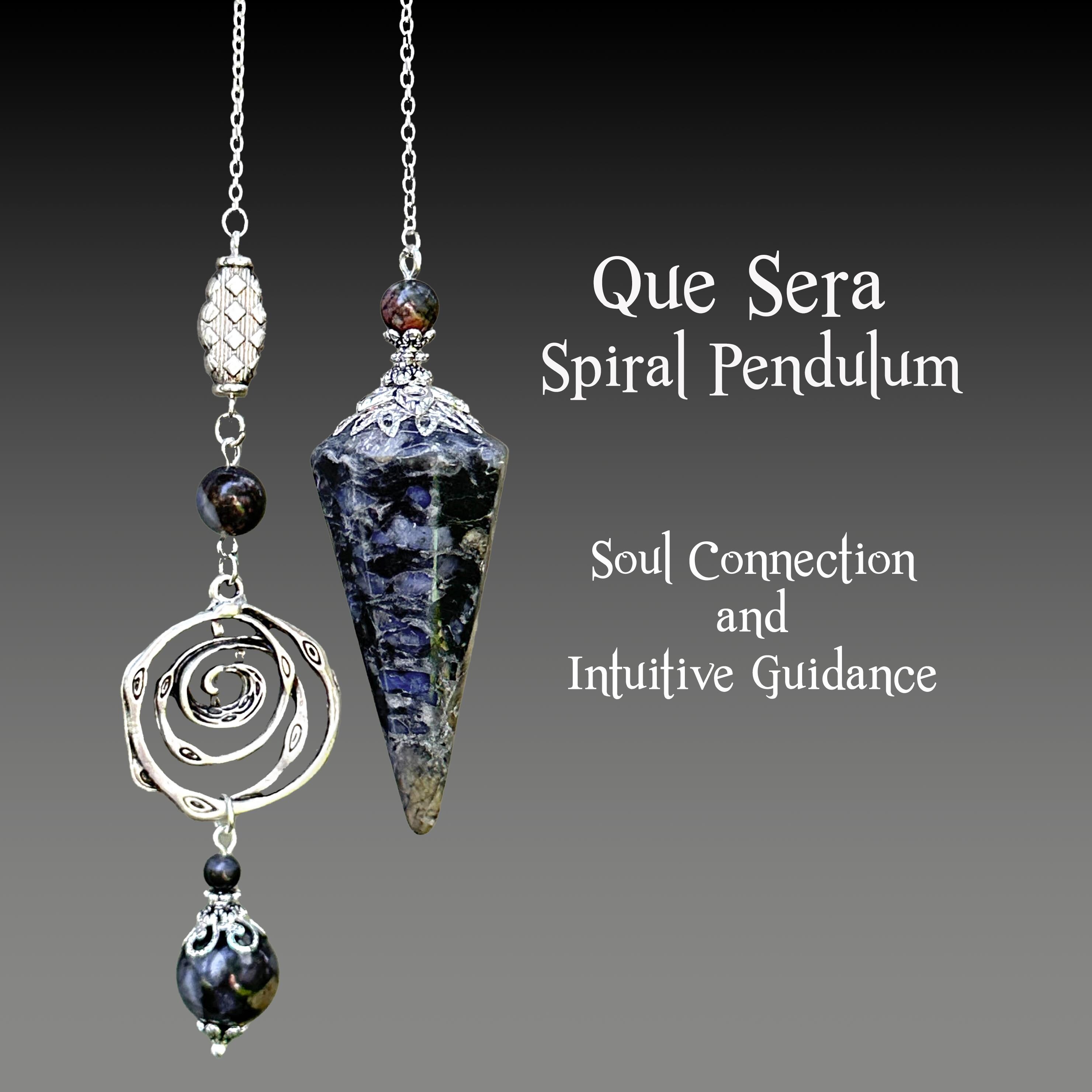 Que Sera Pendulum, Unique Pendulum, Empowering Llanite, Spiral Pendant ...