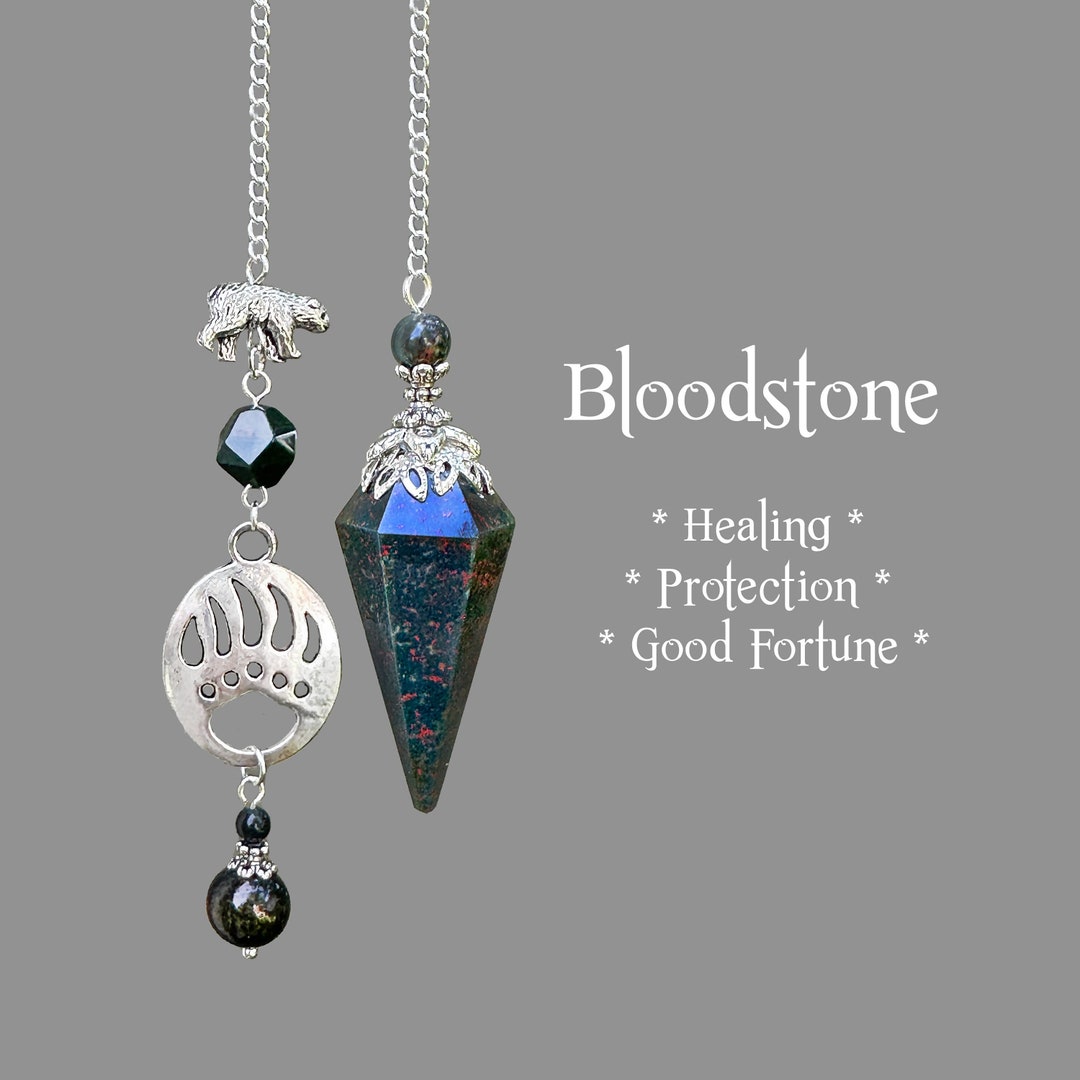 Bloodstone Pendulum, Bear Paw Connector Charm, Protection - Etsy