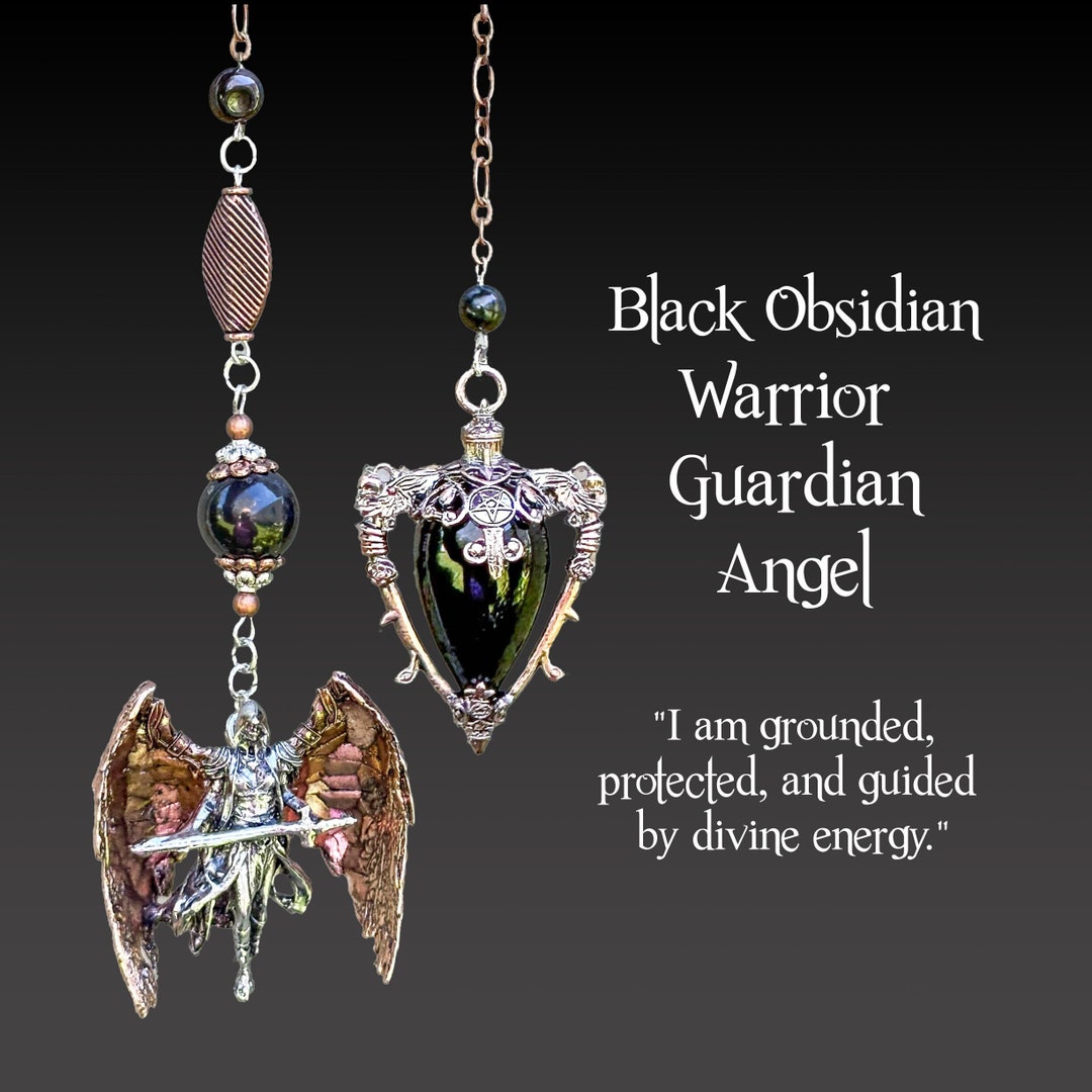 Black Obsidian Warrior Guardian Angel Pendulum, Protection, Grounding ...