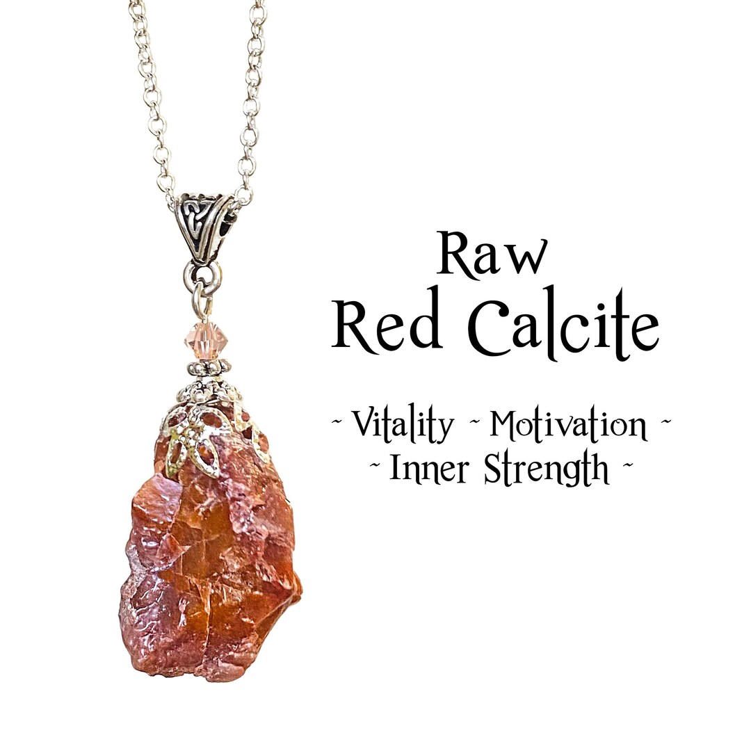 Raw Red Calcite Pendant, Healing Jewelry, Handmade Gemstone Necklace - Etsy