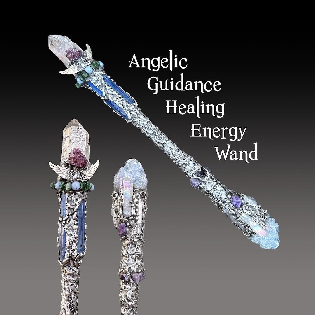 Angelic Guidance Wand, Crystal Energy Healing Wand, Textured Sculpted ...