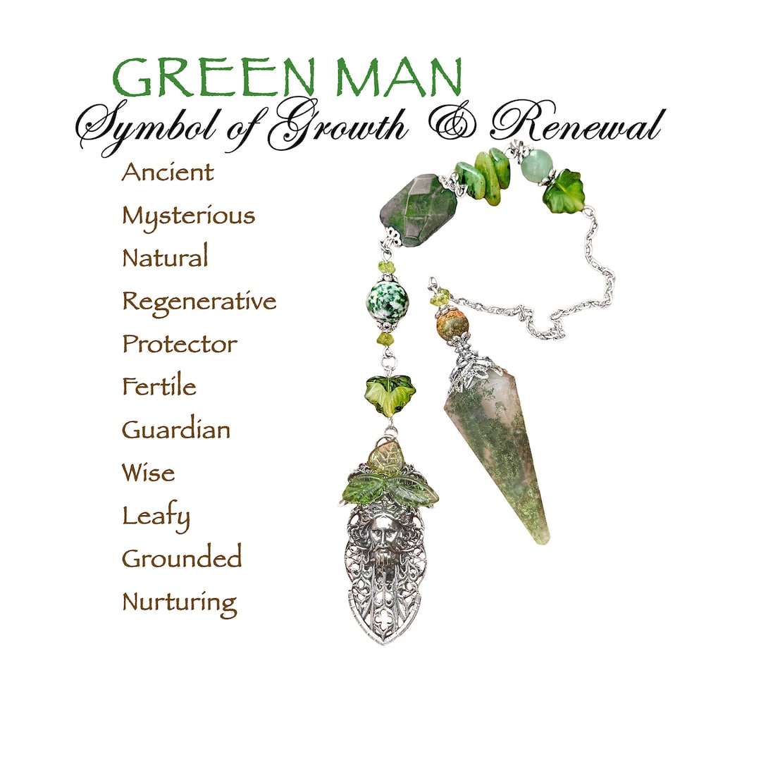 Moss Agate Pendulum, Green Man Pendulum, Symbol of Growth & Renewal ...