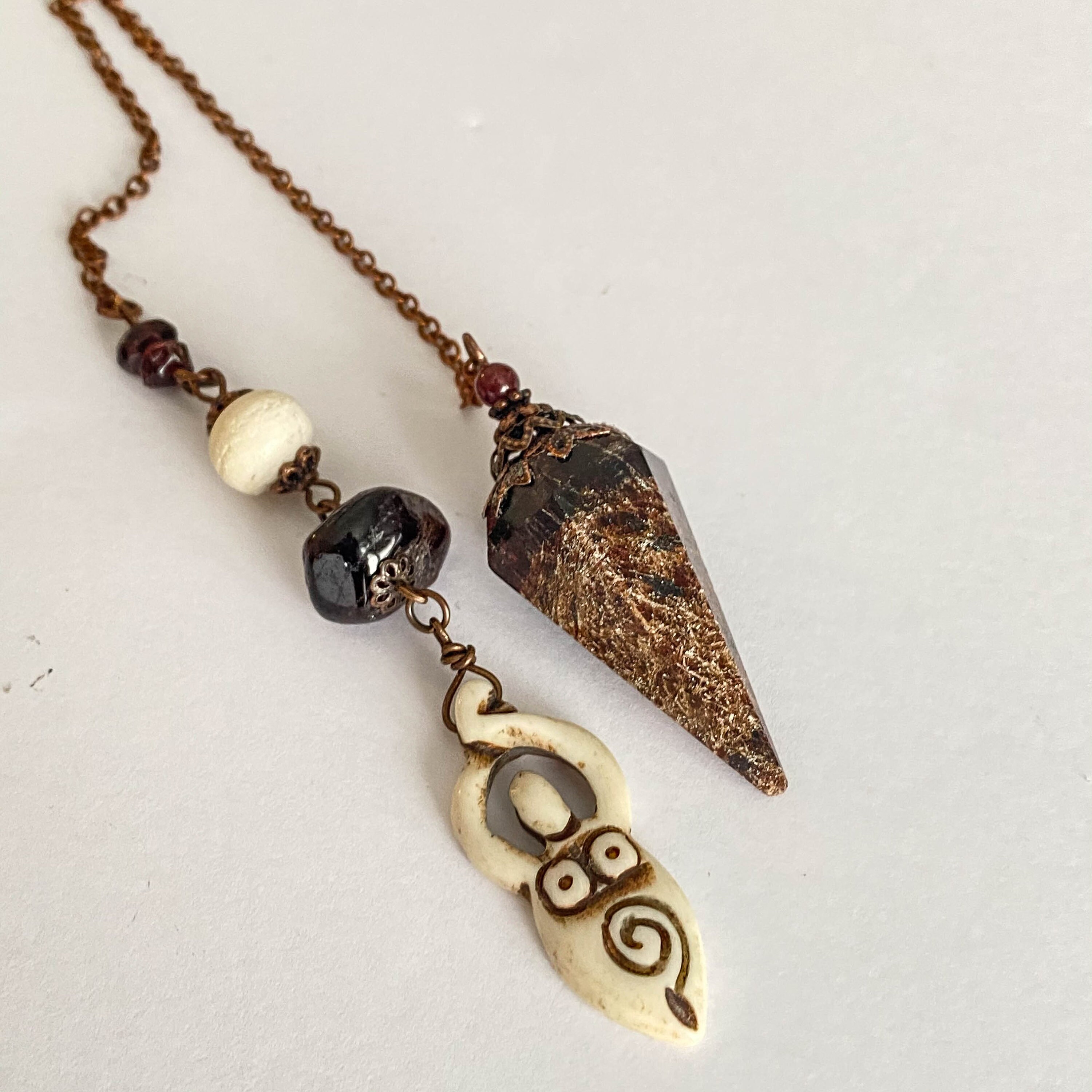 Garnet Pendulum with Bone Goddess Chakra Healing Pendulum | Etsy