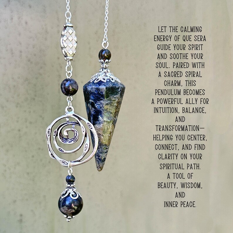 Que Sera Pendulum, Unique Pendulum, Empowering Llanite, Spiral Pendant ...