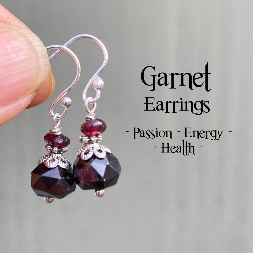 Garnet Earrings, Passion, Energy, Health, Dangle Earrings - Etsy