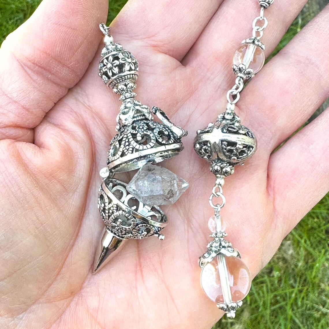 Ornate Chamber Pendulum, With Herkimer Like Diamond, Unique Pendulum - Etsy