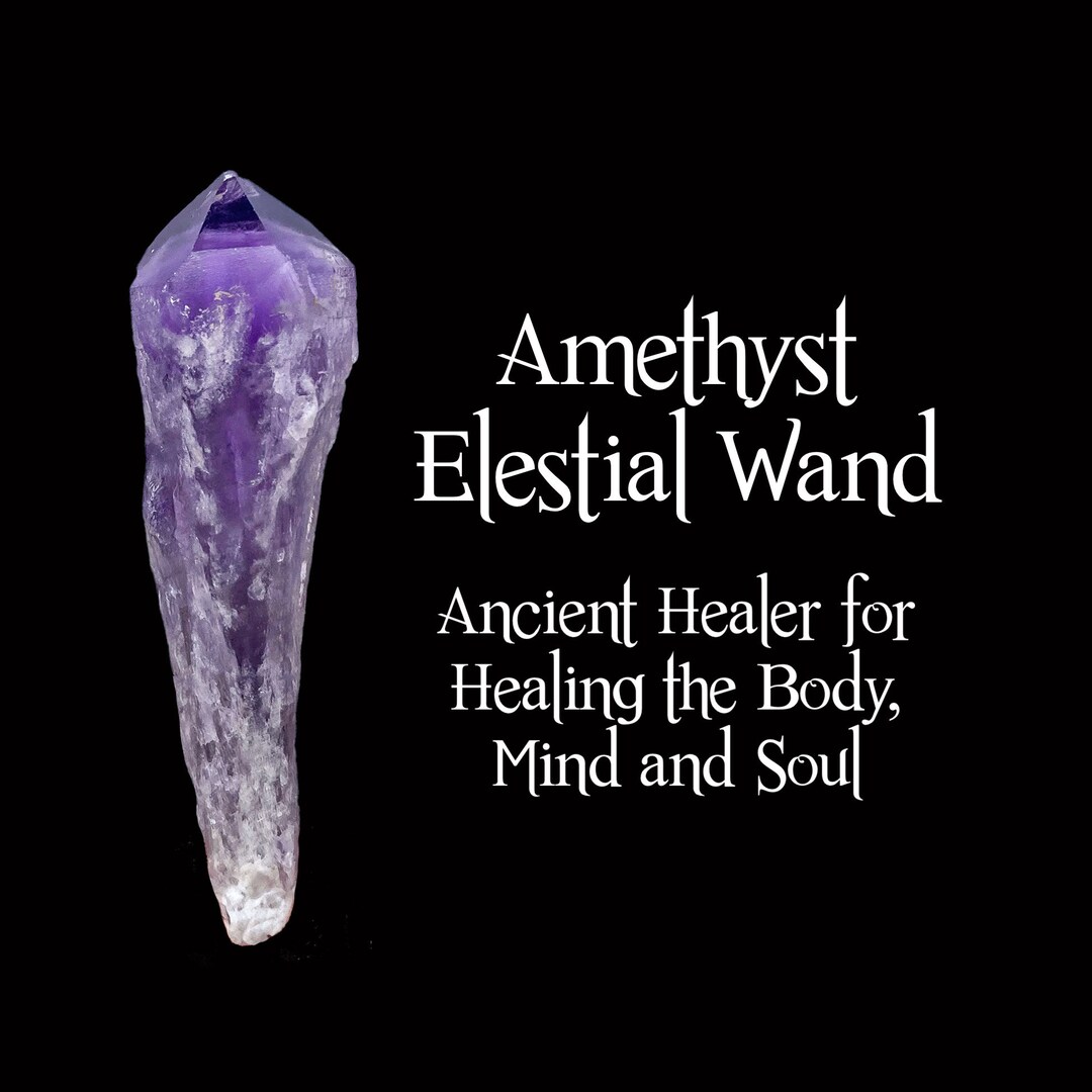 Amethyst Elestial Root Wand, Bahia Amethyst Dragon Tooth, Grid Stones ...
