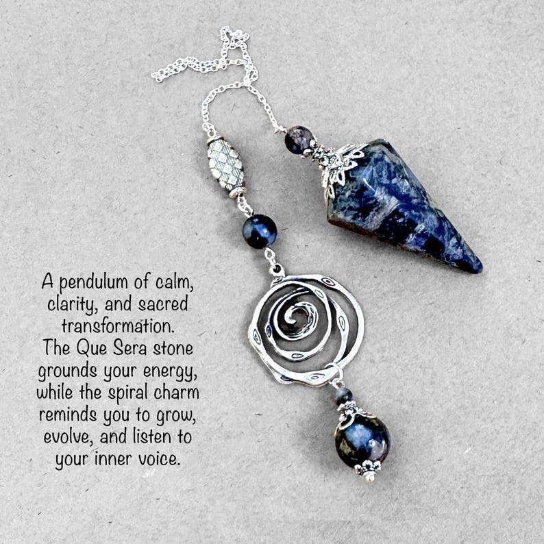 Que Sera Pendulum, Unique Pendulum, Empowering Llanite, Spiral Pendant ...