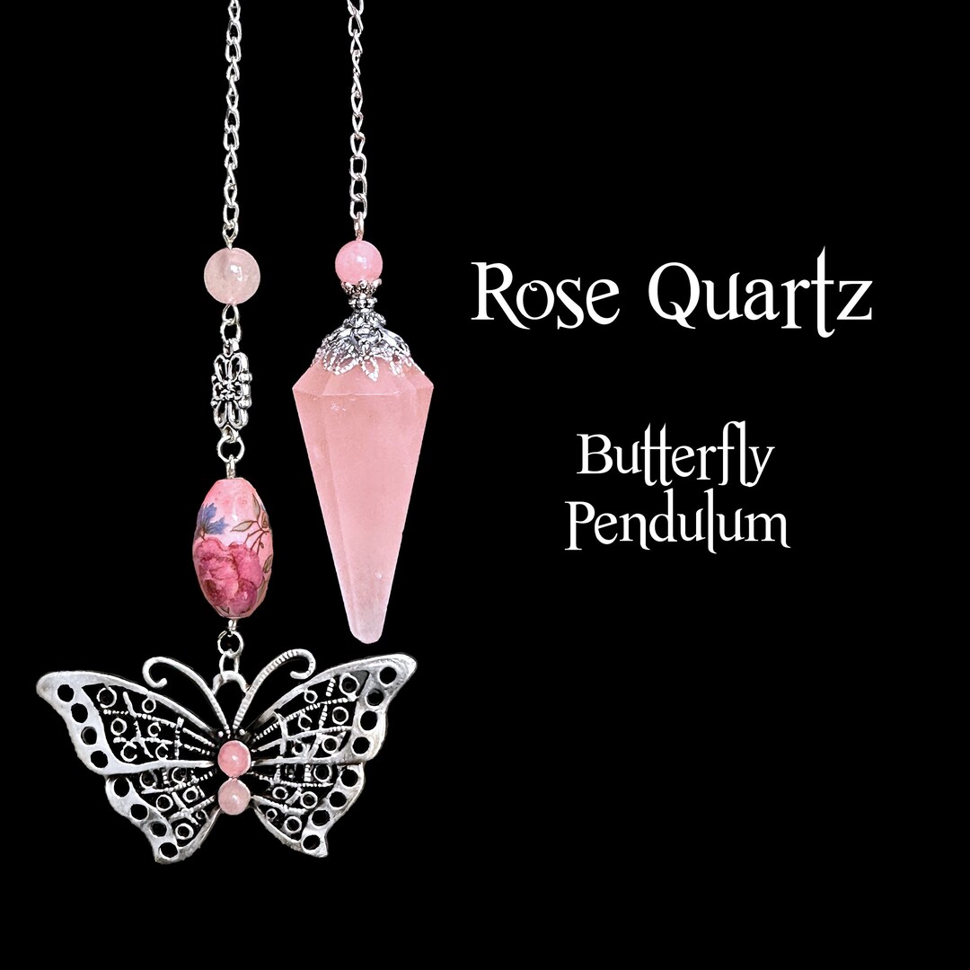 Rose Quartz Butterfly Pendulum, Divining Love Friendship, Handmade ...