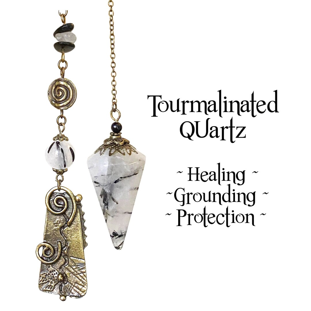 Tourmalinated Quartz Pendulum, Divining, Grounding and Protection - Etsy