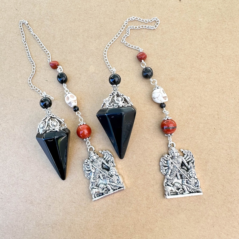 Goddess Kali Pendulum, With Black Obsidian, Red Jasper, and Skull Bead ...