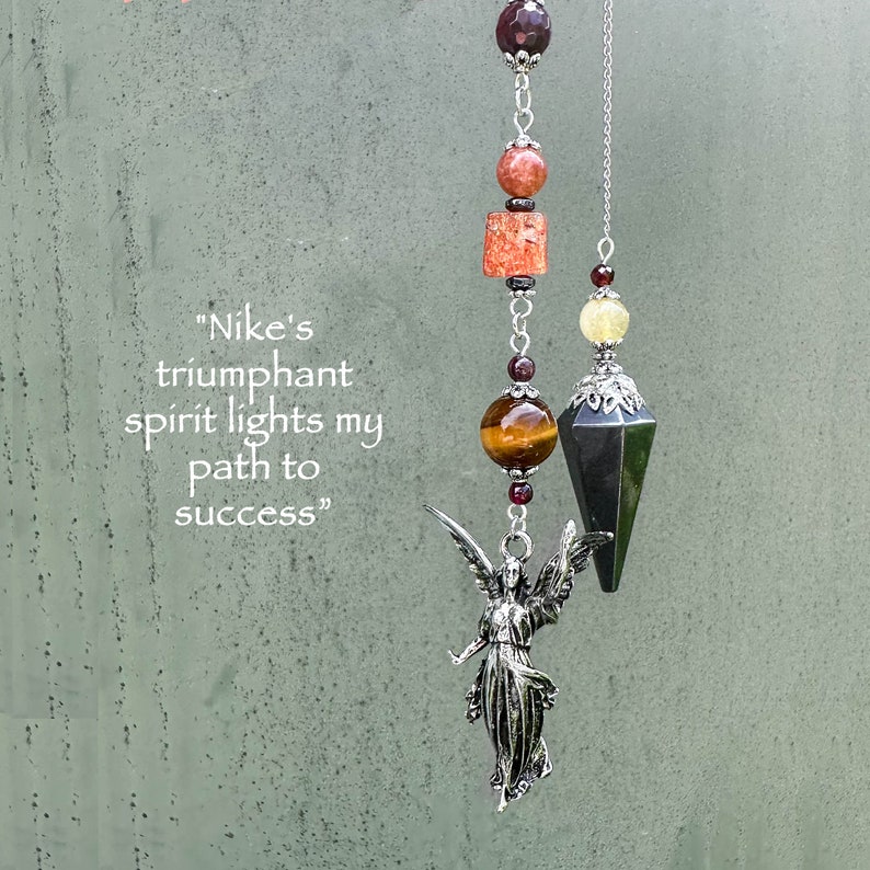 Hematite Pendulum, Goddess Nike Pendulum, Goddess of Victory & Success ...