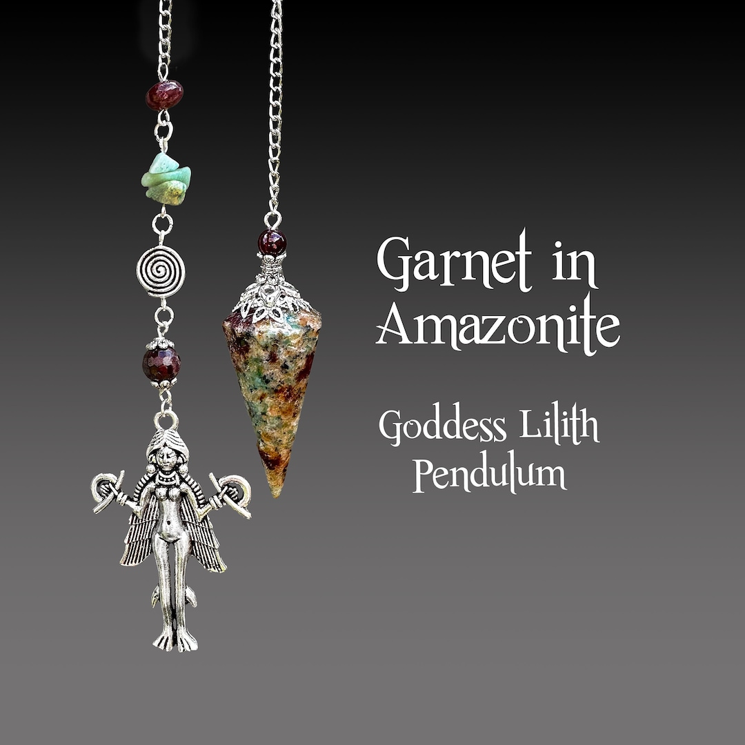 Garnet in Amazonite Lilith Pendulum, Beaded Crystal Divining Pendulum ...