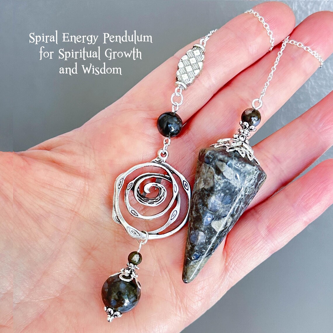 Que Sera Pendulum, Unique Pendulum, Empowering Llanite, Spiral Pendant ...
