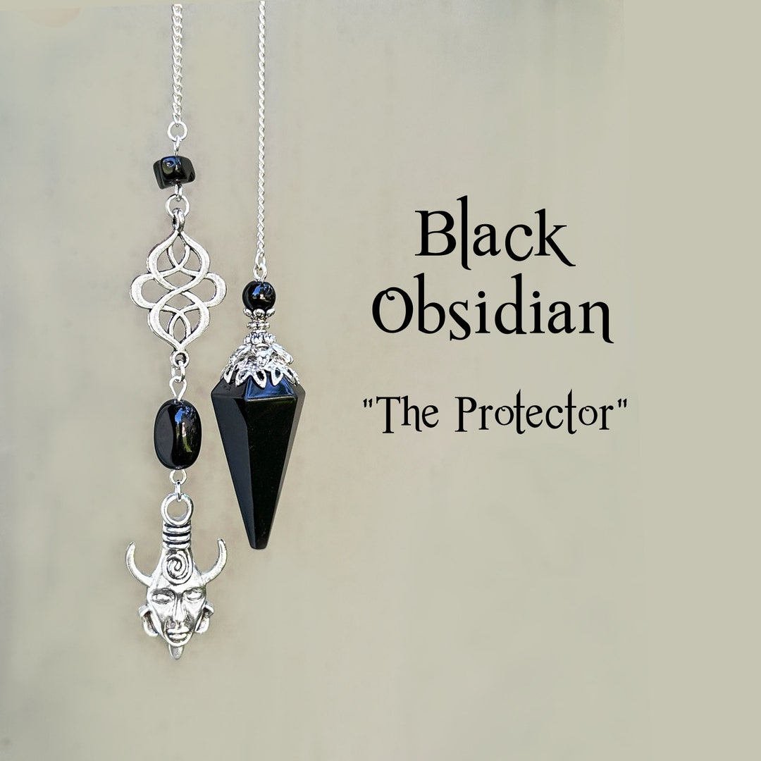 Black Obsidian Pendulum, Protection, Grounding, Self Control, Beaded Crystal Divination Pendulum ...