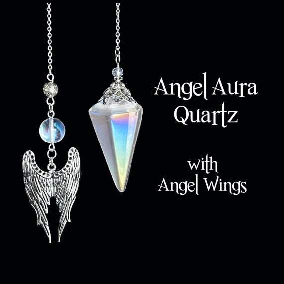 Angel Aura Quartz Pendulum With Angel Wings Aids Insight and | Etsy
