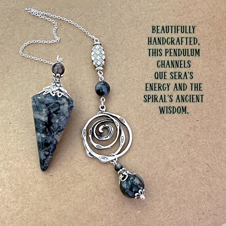 Que Sera Pendulum, Unique Pendulum, Empowering Llanite, Spiral Pendant ...