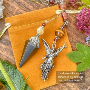 Hematite Pendulum, Goddess Nike Pendulum, Goddess of Victory & Success ...