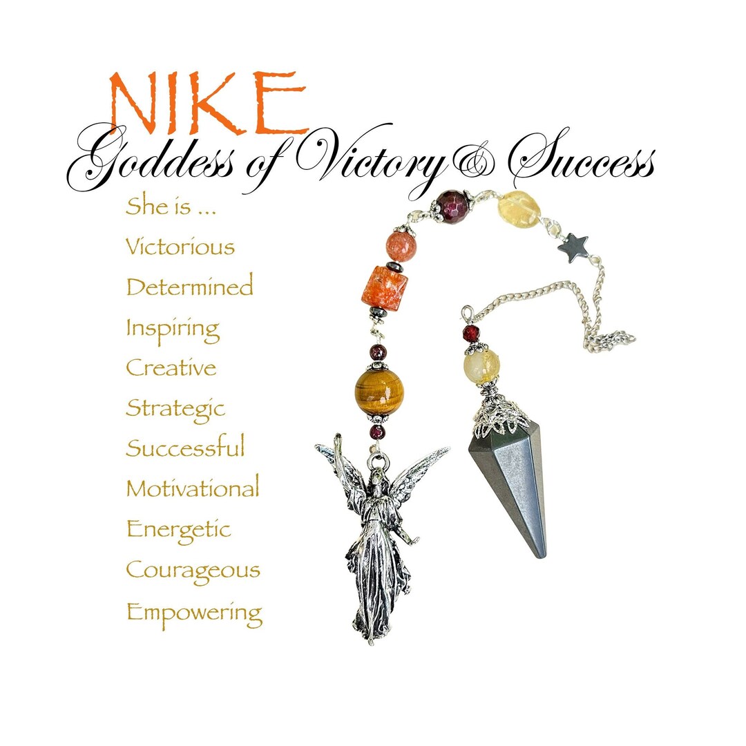 Hematite Pendulum, Goddess Nike Pendulum, Goddess of Victory & Success ...