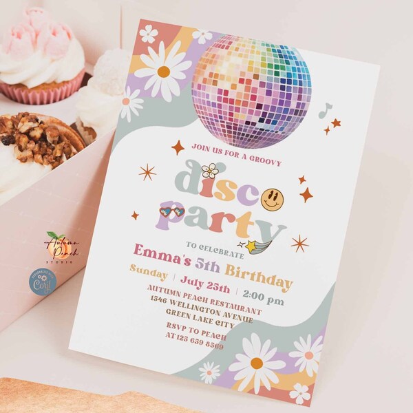 Daisy Disco Invitation - Etsy