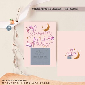 Editable Pink Purple Sleepover Party Birthday Girl Birthday Eye Mask ...