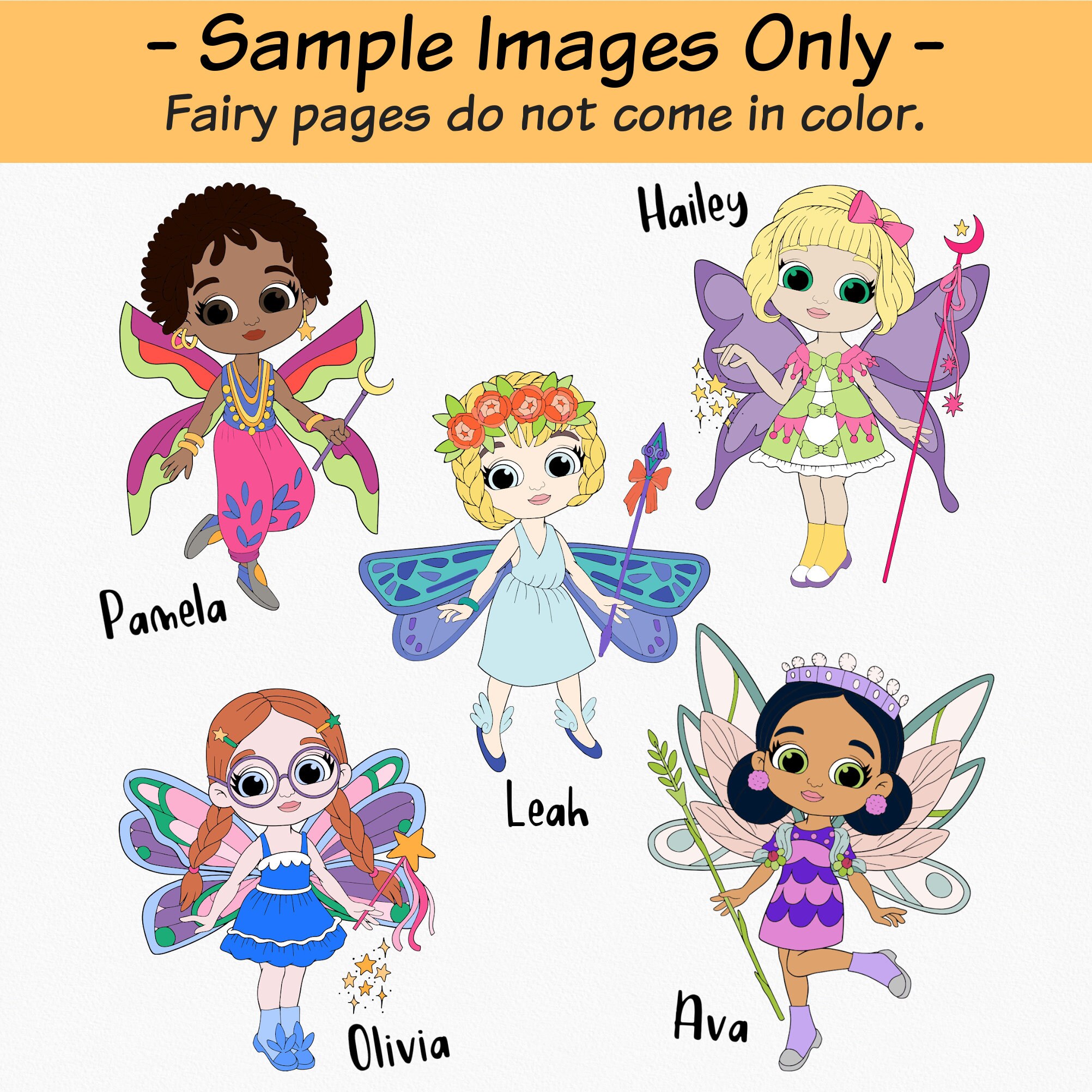 5 Fairies Coloring Book Pages - Coloring Sheets Set for Kids 5+ Years ...