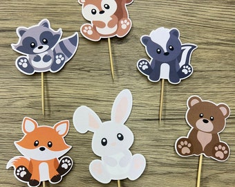 Woodland Animal Cupcake Toppers, Fall Cupcake Toppers, Decoration for ...