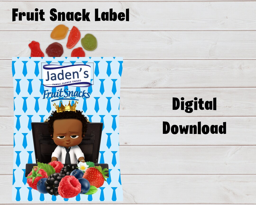 Boss Baby Fruit Snacks Label, Boss Baby Favor, Black Boss Baby Baby ...