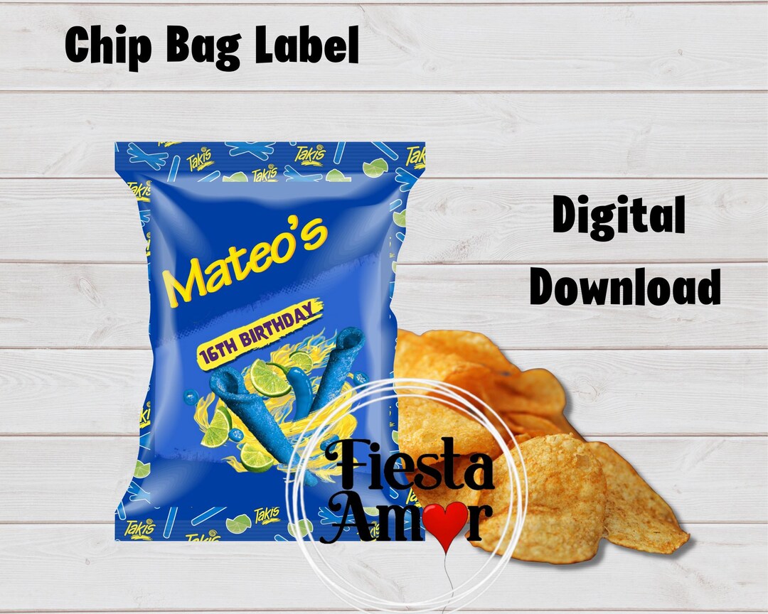 Blue Takis Favor, Blue Takis Chip Bag, Blue Takis Party, Teen Birthday ...