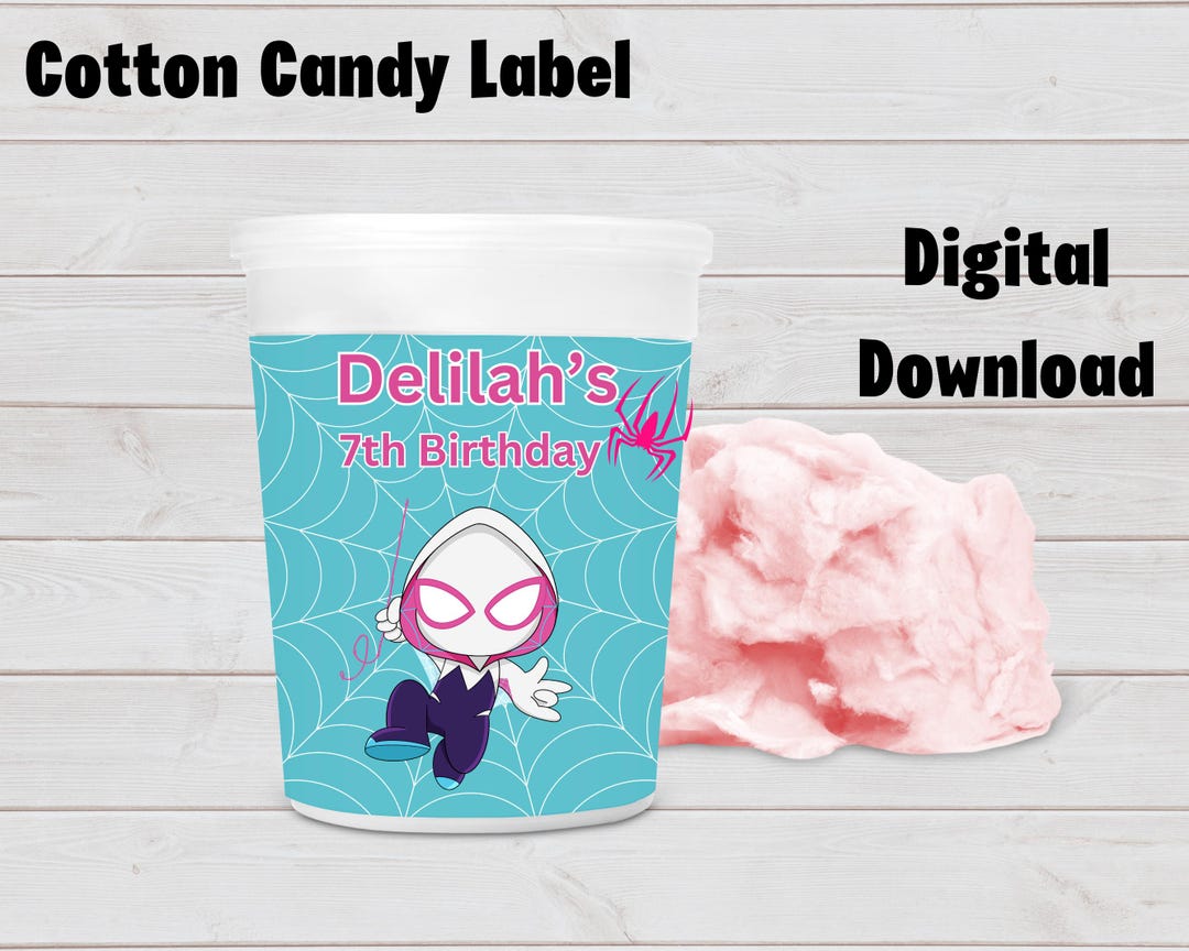 Spider Gwen Cotton Candy Label, Ghost Spider Party Favor, Ghost Spider ...
