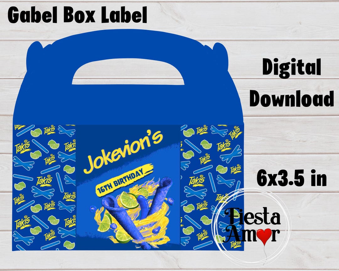 Blue Takis Favor, Blue Takis Gable Box Label, Blue Takis Party, Teen ...