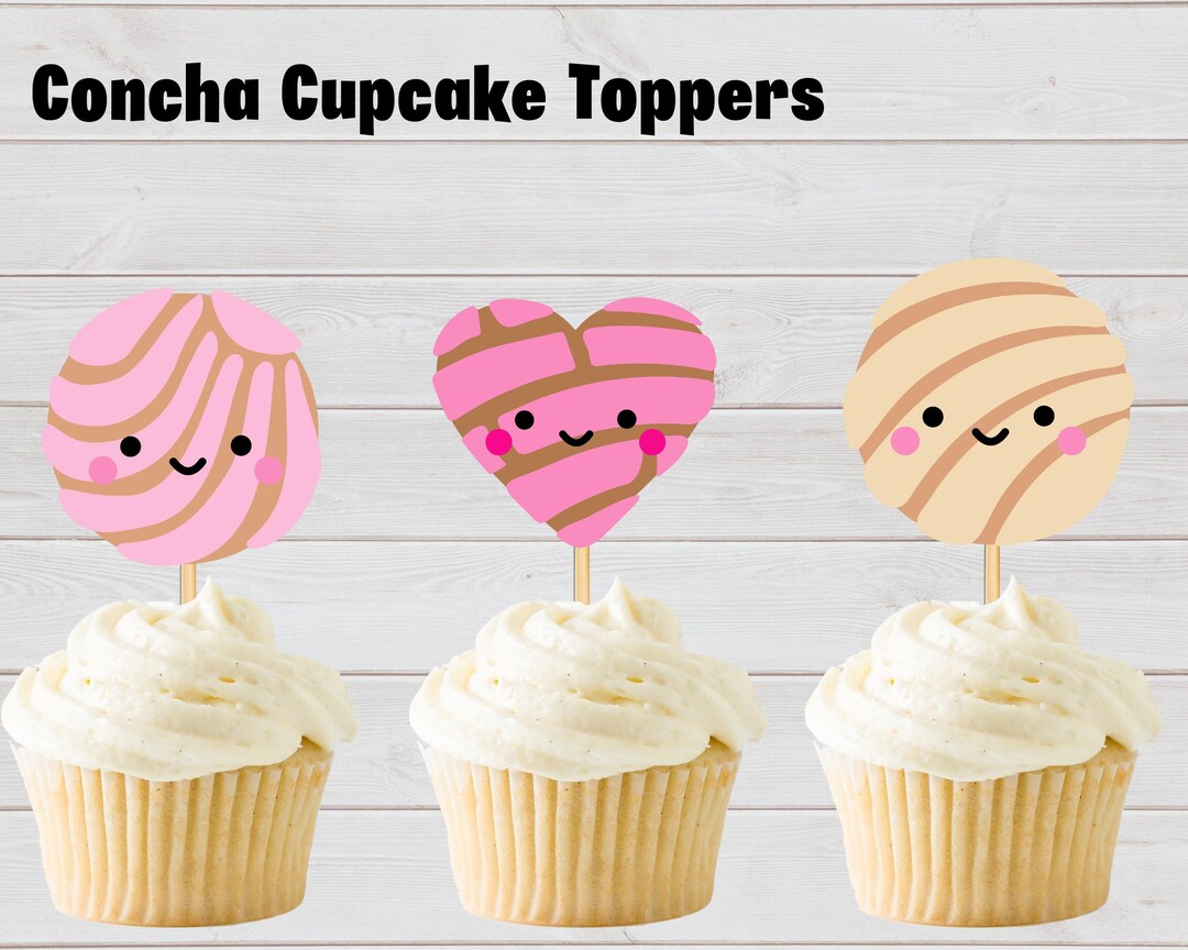 Concha Cupcake Toppers, Concha Baby Shower, Concha Party Decor, Concha ...