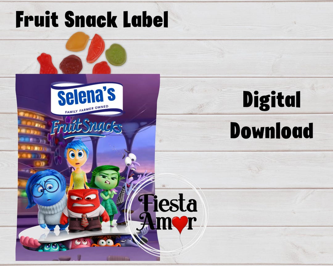 Inside Out Fruit Snack Label, Inside Out Birthday, Inside Out Party ...
