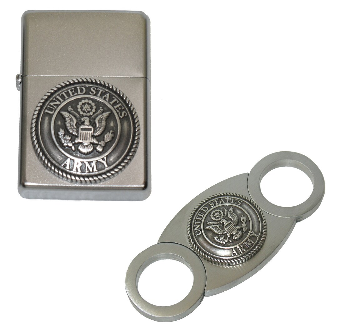 US Army Cigar Lighter & Cutter Gift Set Dual Torch Butane NEW - Etsy