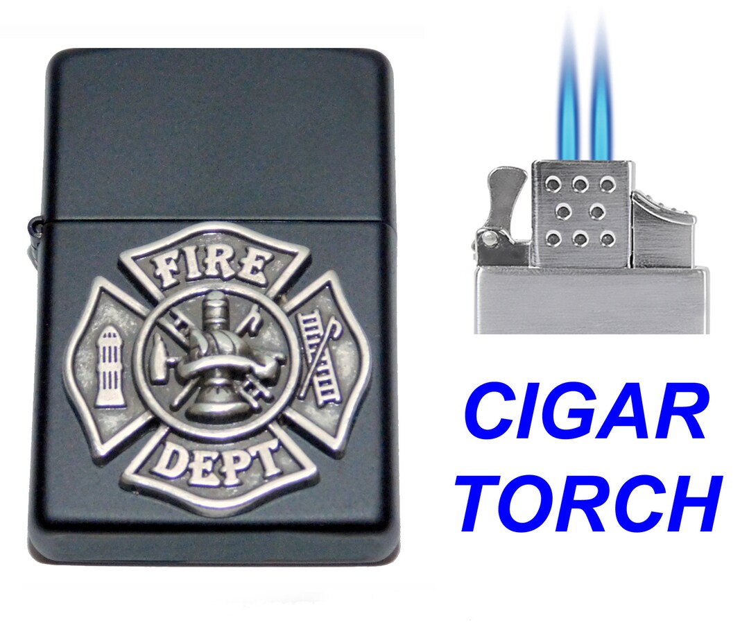 Cigar Lighter Firefighter Fireman Black & Silver Torch Butane - Etsy