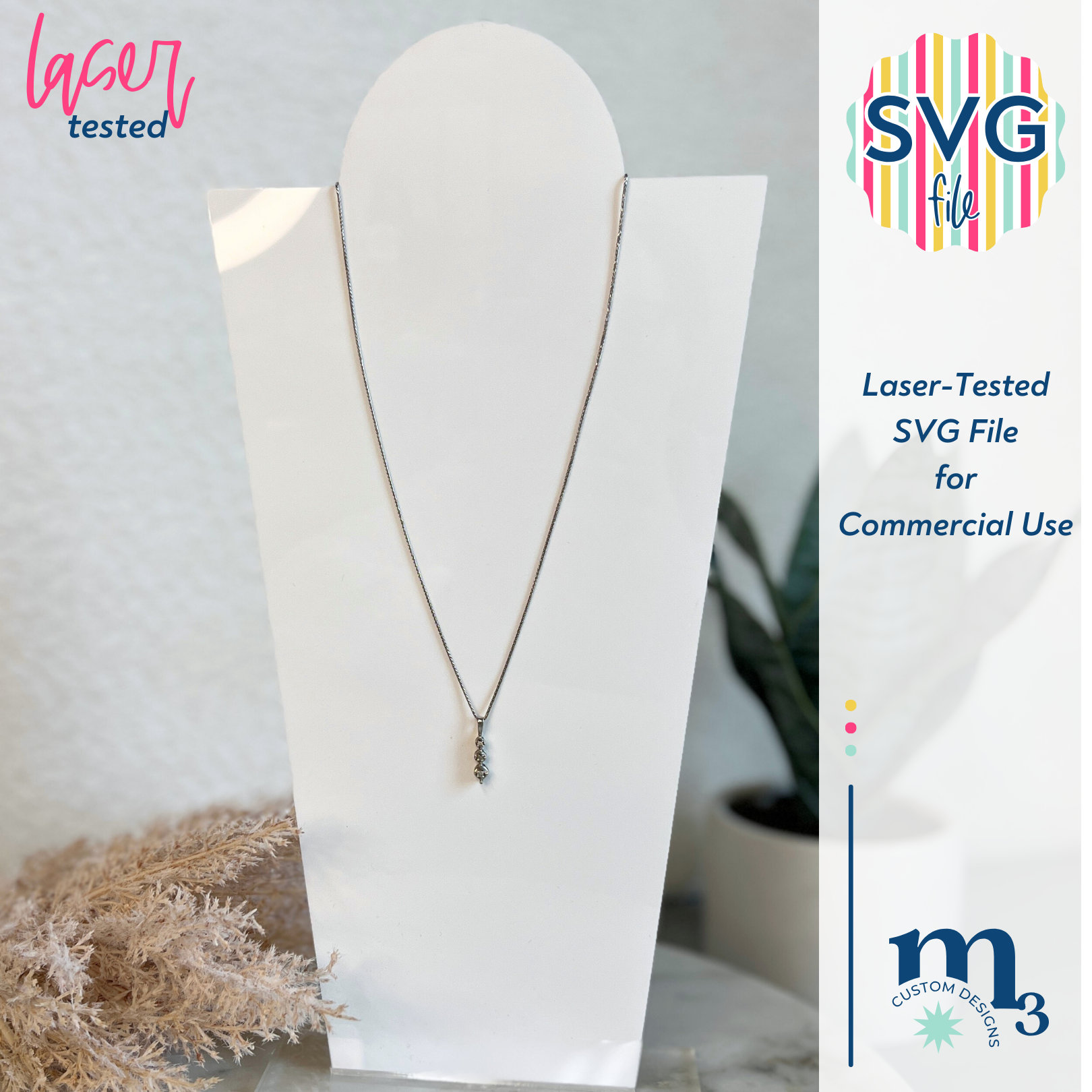 SVG Narrow Bust Necklace Display File | Laser Ready File for Chain ...
