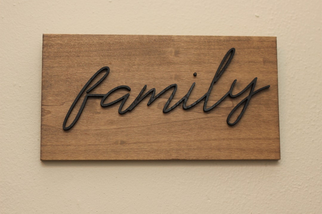 Wooden Family Sign | Farmhouse Wall Decor | Family Word Wall Sign ...